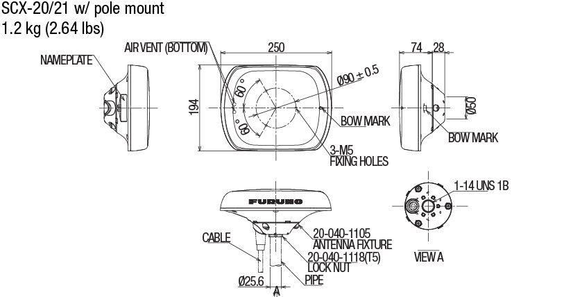 Furuno SCX20 Compact Dome Satellite Compass (1.0 Heading Accuracy), NMEA2000 Certified